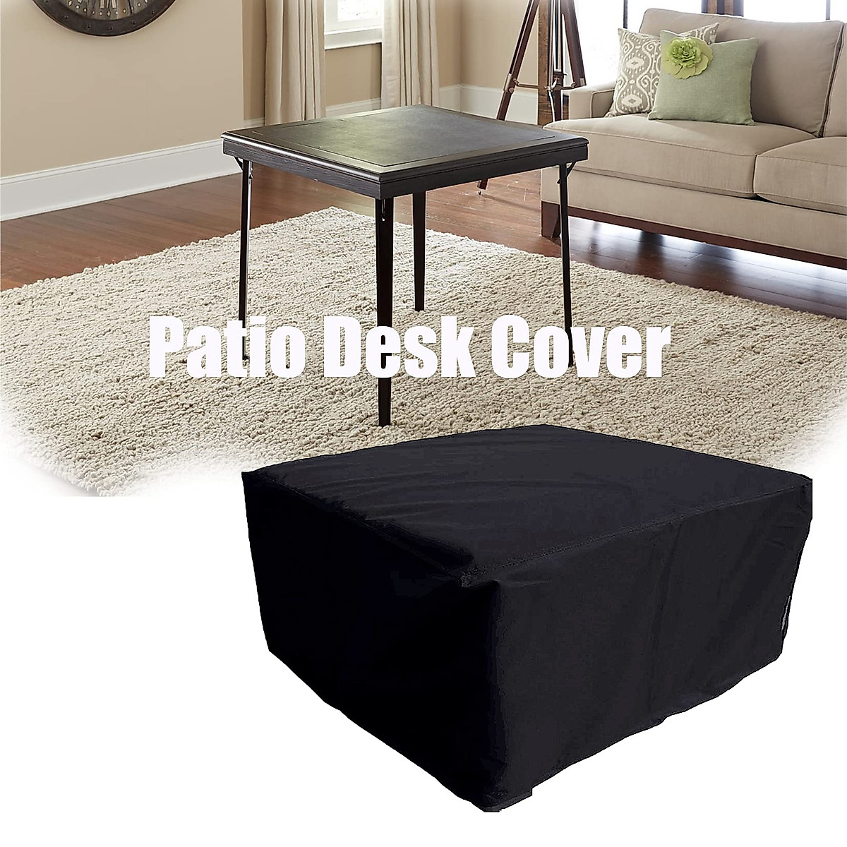 J&C Patio Furniture Cover, Outdoor Square Patio Furniture Set Covers Furniture Table Cover, Black Durable Waterproof Dust Proof Protection Covers for Garden Lawn Furniture Sets (35.5x35.in-420D)