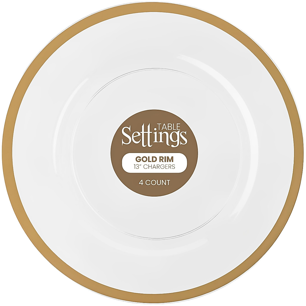 Elegant Gold Rimmed Plastic Charger Plates - 13" (Pack of 4) - Elegant & Durable for Entertaining, Dining, and Decor