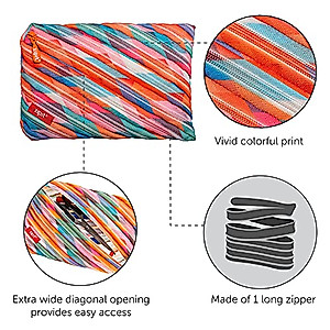 ZIPIT Colorz Large Pencil Case for Girls, Large Capacity Pouch, Holds Up to 60 Pens, Made of One Long Zipper! (Triangles)