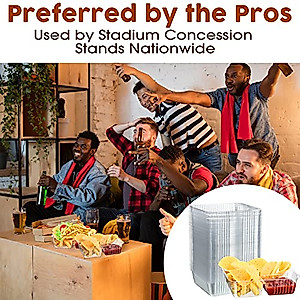 500 Pcs Nacho Trays Disposable 2 Compartment Food Tray Concession Stand Supplies Clear Plastic Cheese Dip and Chip Holder for Candy Kids School Carnival Party (6 x 5 x 1.5 Inch)