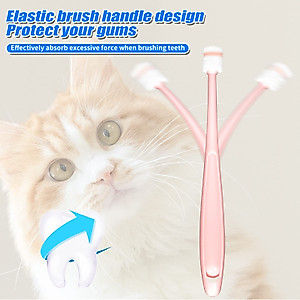4 pcs Small dog & Cat Toothbrush 360 Degree Soft Silicone, Cat Dental Care, Pet Toothbrush, Oral Hygiene, Easy to Handle, Deep Clean, Independent Packaging, light sky blue & light pink (4 pack)