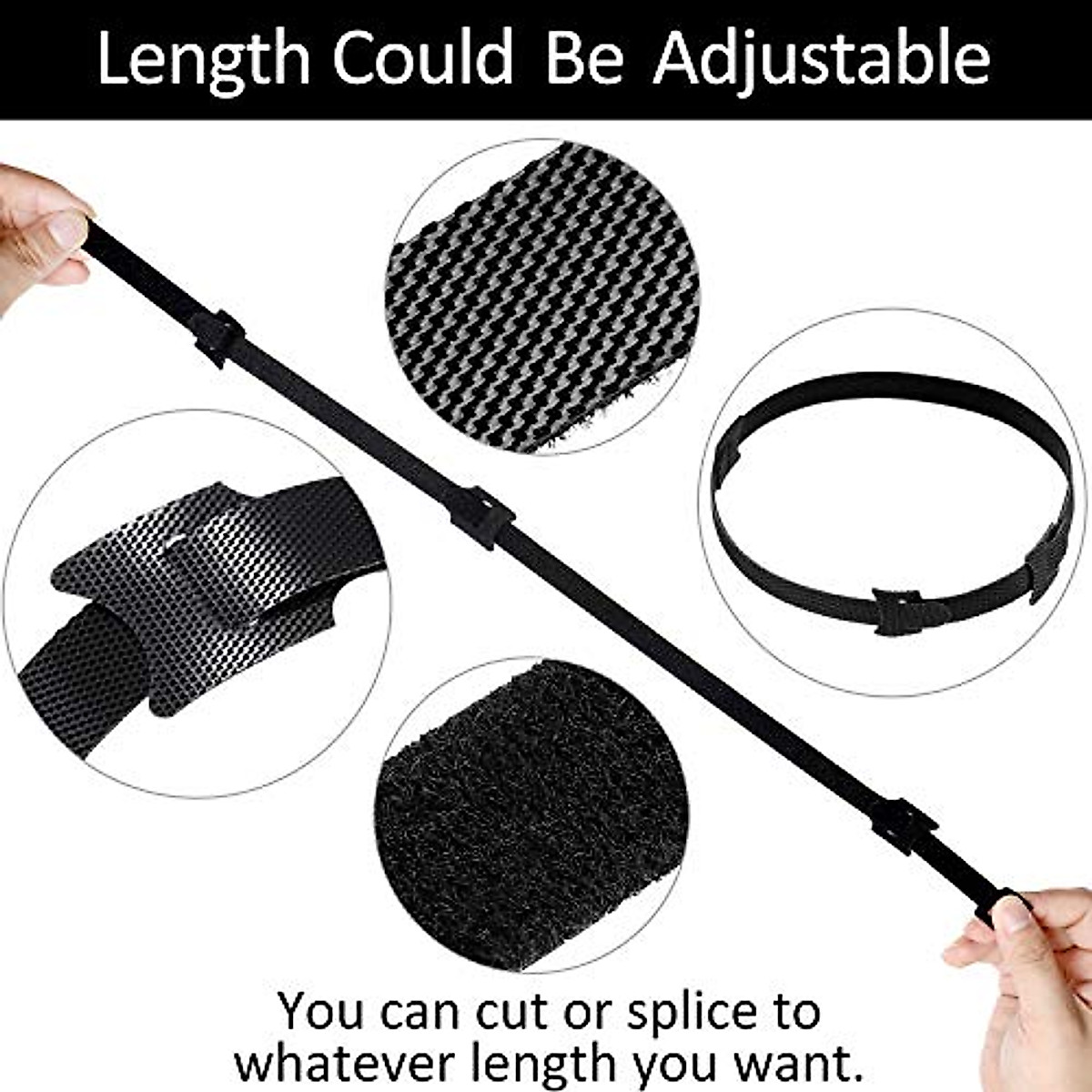 Riakrum 120 Pieces Reusable Fastening Cable Ties Cable Fastener Straps 3, 6, 10 Inch Multi-Purpose Adjustable Hook and Loop Cord Ties Nylon Cord Wire Organizer for Tying Wires (Black)