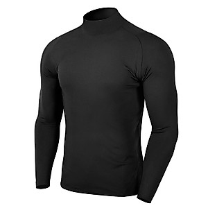 Zengjo Long Sleeve Thermal Shirt Men Compression(Black,XL)