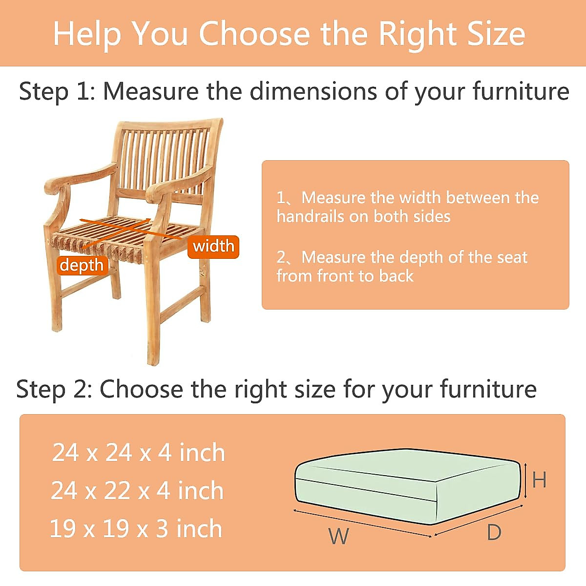 Lmeison Patio Chair Cushions, Outdoor Seat Cushion 24 x 24 Patio Furniture Cushions Set of 2 Patio Seat Cushions with Memory Foam Waterproof Deep Seat Cushion for Chair, Sofa, and Couch, Camel