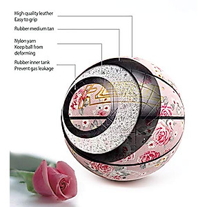 REBOILPHASE Go! Girls Leather Basketball (Size 3~7)- Kids Basketball, Small Basketball, Youth Basketballs, Basketball Gift - Size 7, Victoria Pink