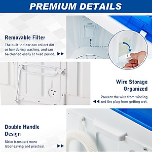 Avocahom Portable Washing Machine, 26/28Lbs Capacity Twin Tub Washer and Dryer Combo, Mini Compact Laundry Machine w/Control Knobs, Built-in Drain Dump & Timer Control, for Home/RV/Dorm/Apartment