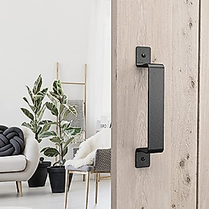 SANKEYTEW Barn Door Pull Handle Black Steel Hardware for Sliding Door Gate Cabinet Closet Drawer Garage Shed, Rustic Style (2 pcs)