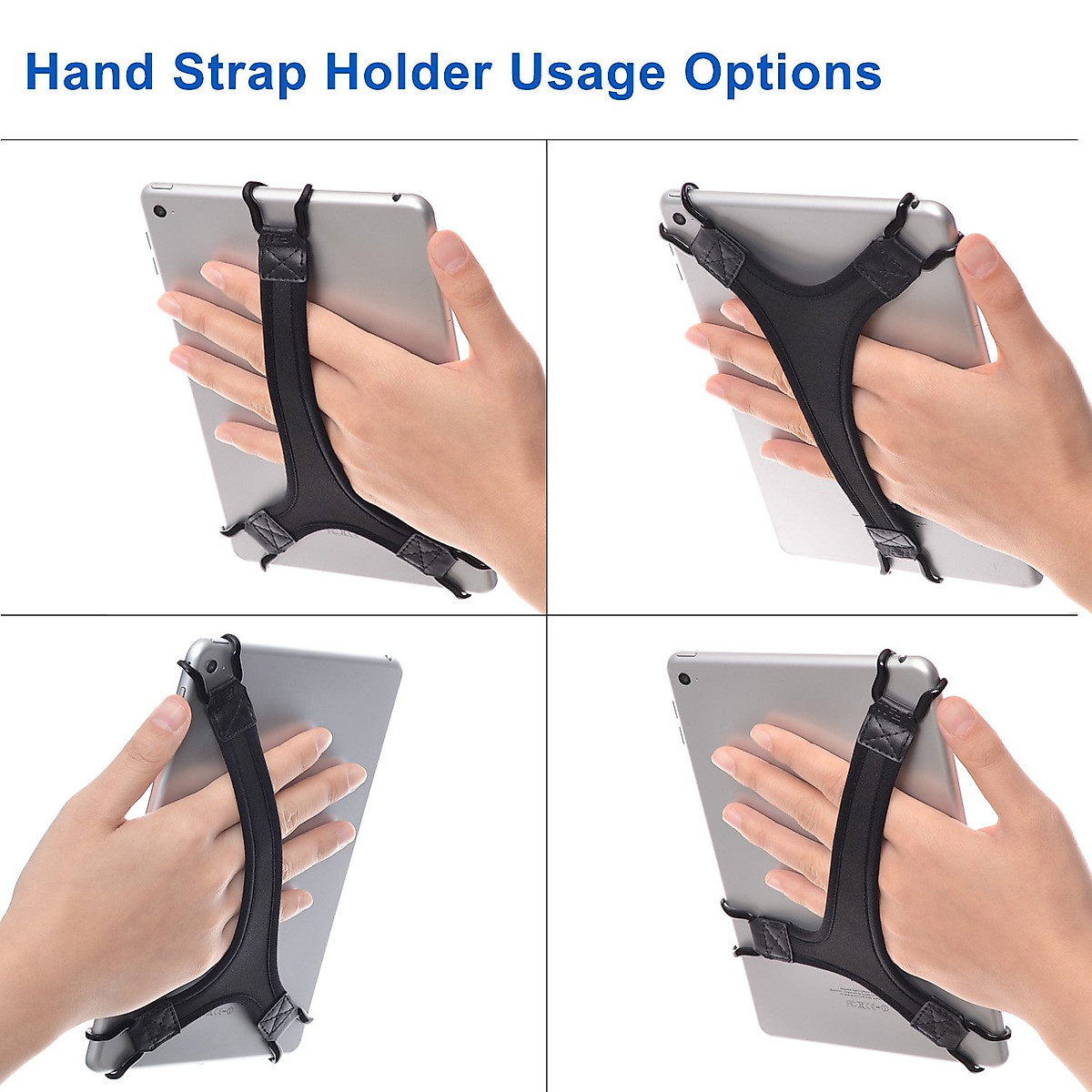 TFY Security Hand Strap Holder Finger Grip for Tablet - Compatible with Fire 7 Inch/Fire HD 8 / iPad Mini/Galaxy Tab S 8.4 / Galaxy Tab 2/3 / 4 / Galaxy Tab 7.7 (Black)