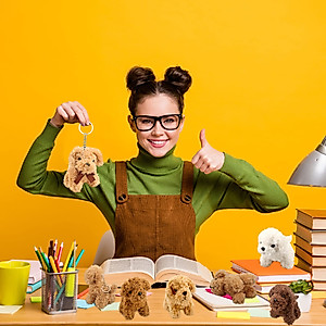 Haconba 12 Pack Mini Teddy Dog Plush Stuffed Puppy Dog Animal Toy for Pendant Keychain Baby Shower Birthday Carnival Prizes Bag Fillers, 4 Colors (Puppy Dog Color 1)