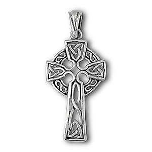 Cross Celtic Pendant .925 Sterling Silver Renaissance Traditional Trinity Charm