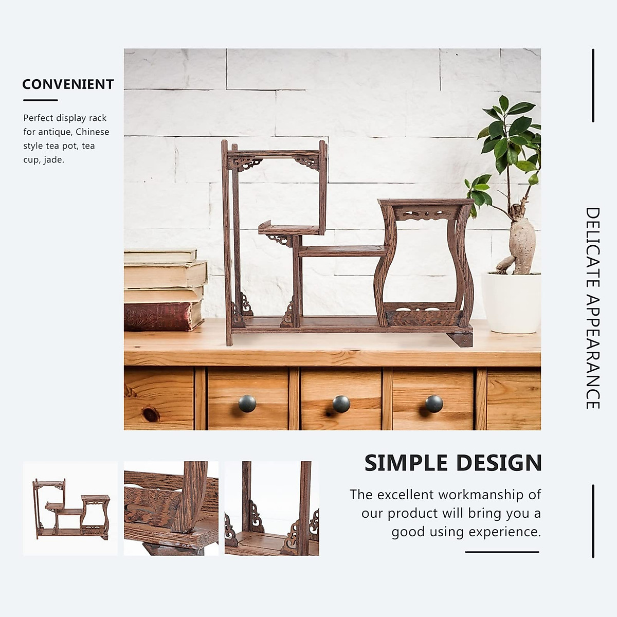 Cabilock Straight Retail Table Display Stand with Shelves for Products 3 Step Straight Display Rack for Retail Table Top Counter Shows Farmers Market Tradeshows