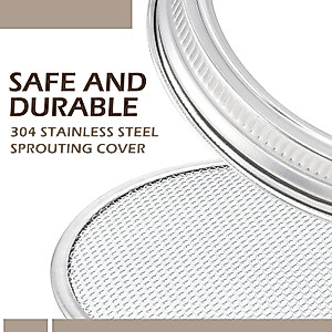 6 Pack Sprouting Lids with Stainless Steel Sprouting Jar Stands, Blackout Sleeves, Sprouting Kit for Wide Mouth Mason Jar, Organic Sprouts