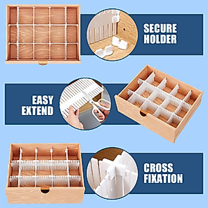 Blosssound 15Pcs Drawer Divider Adjustable Drawer Organizer 15 x 5.12, Deep, DIY Storage Organizer Separator with Fixed Buckle for Socks, Underwear, Makeup, Kitchen, Bedroom, Dresser