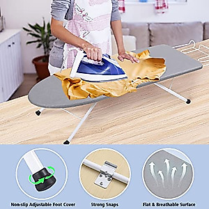 VeYocilk Tabletop Ironing Board, Reinforced Foldable Iron Board with Iron Rest, Portable Travel Small Ironing Board with Heat Resistant Cover for Home, Countertop, Laundry Rooms, Dorm, 31.4"x9.8"x7"