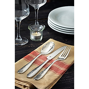 DANIALLI 30 Piece Silverware Set For 6, 18 10 Stainless Steel Silverware Set, Modern Hammered Flatware Set, Include Knife/Fork/Spoon & Long Teaspoon/Salad Fork Mirror-Polished Dishwasher Safe Cutlery