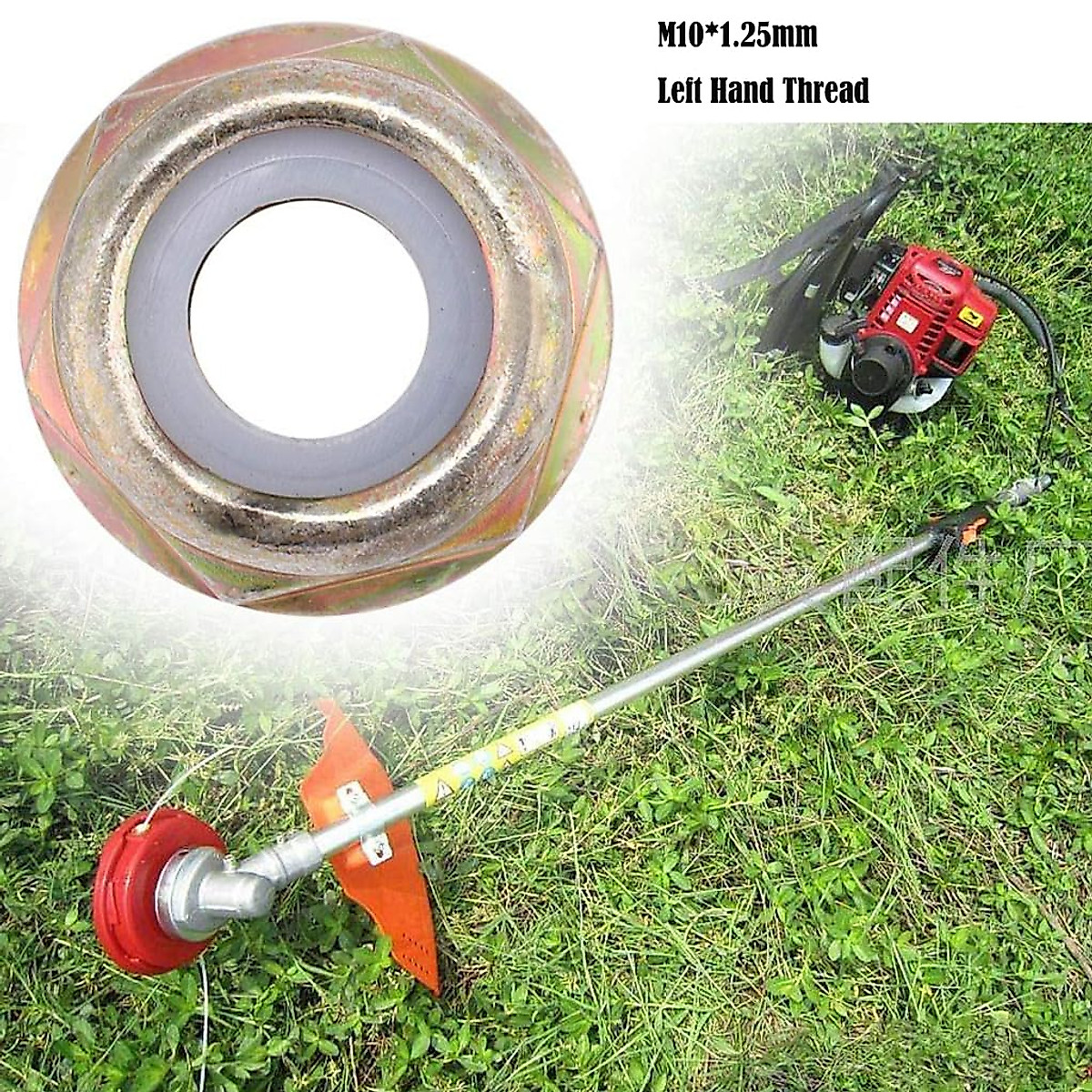 HCJspring 2Pcs Blade Nut Universal M10x1.25 Left Hand Thread Blade Nut String Trimmer Replacements for Brush Cutter Gear Head Blade Case Accessories