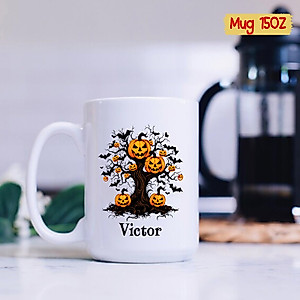 Personalized Halloween Mug, Pumpkin Tree Halloween Coffee Mug, Custom Pumpkin Ceramic Mug With Name, Novelty Halloween Day Pottery Mug, Horror Lovers Gifts, Unique Pumpkin Tree Porcelain Mug
