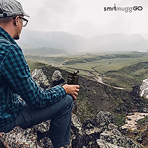 SMRTMUGG GO Heated Coffee Mug, Travel Mug, 13.5 OZ. Smart Mug, Battery Powered Heated Coffee Mug, Great for Coffee and Tea, Snap on Magnetic Charging Cord (Black)