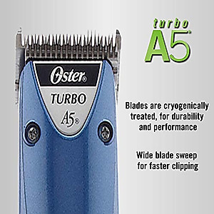 Oster A5 Hair Clippers for Dog, Cat, and Pet Grooming with 2 Speed Settings and Detachable Blade, Blue, 6.00 x 10.50 x 3.00 Inch
