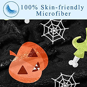 Halloween Pumpkin Rotten Hand Web Spider Prints Soft Warm Cozy Blanket Throw for Bed Couch Sofa Picnic Camping Beach, 150×100cm