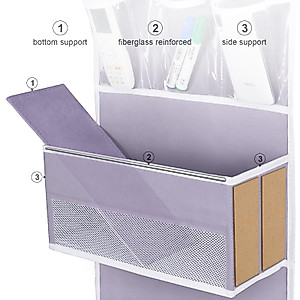 Univivi Door Storage Organizer Nursery Over the Door Organizer Baby Storage with 4 Large Pockets and 3 Small PVC Pockets for Cosmetics, Toys and Sundries (Purple)