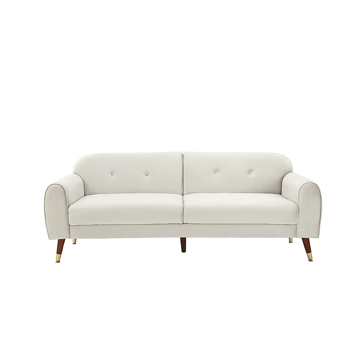 LCH 75" W Loveseat Sofa, Mid Century Modern Decor Furniture, Lovetseat with Wood Legs, Button Tufted Upholstered Love Seat Couch for Living Room, Beige Velvet