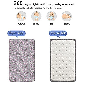 Rose Themed Fitted Crib Sheet,Standard Crib Mattress Fitted Sheet Ultra Soft Material-Great for Boy or Girl Room or Nursery,28“ x52“,Blue Grey Pale Taupe