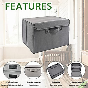 Storage Bins, Foldable Storage Cubes with Lids and Handles, Large Fabric Storage Baskets with Doule Doors Design for Clothes, Toys, Books, Closet, and Shelves etc. Storage Dark Grey (2-Pack 15.4" x 10.2" x 10.2")