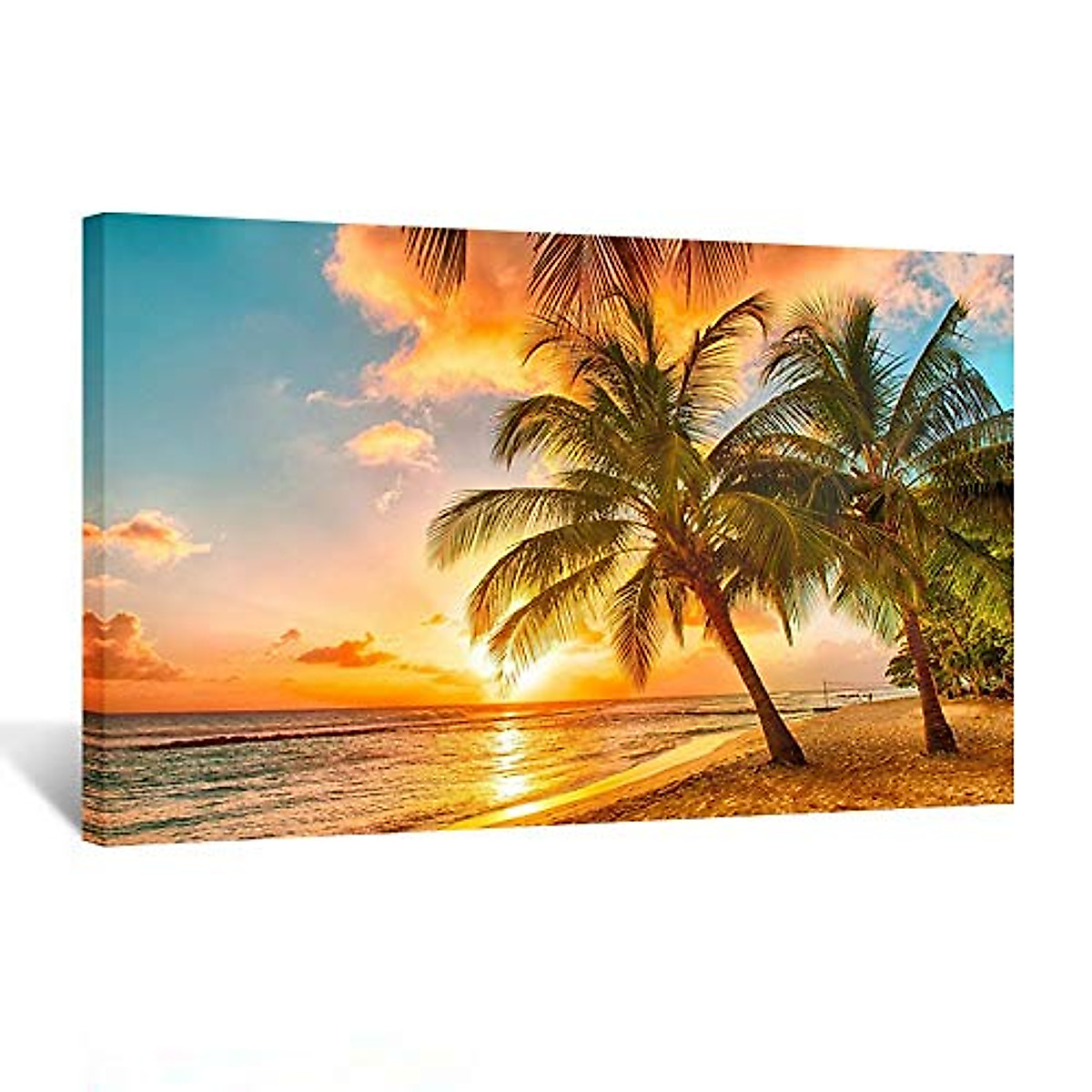 Kreative Arts Canvas Print for Home Decoration - Sunset Seascape Coco Beach Modern Painting Wall Art Picture Print on Canvas Framed and Ready to Hang 20''x30''