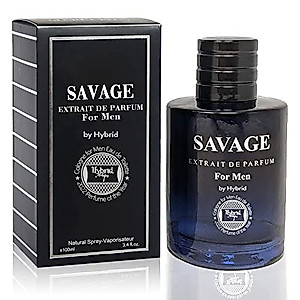 Hybrid & Company Savage Extrait for Men Eau De Toilette Natural Spray Masculine Scent, 3.4 Fl Oz