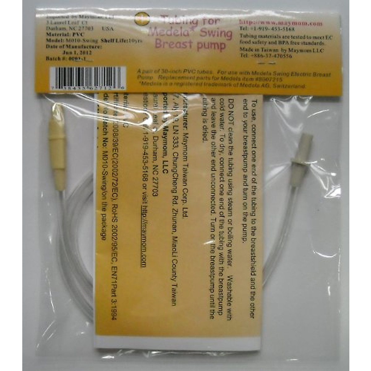 Tubing Compatible with Medela Swing Breastpump, 1/Pack, BPA Free, Replacement Tubing for Medela Tubing Part # 8007215, Made by Maymom