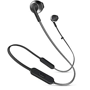 JBL T205BT Wireless in-Ear Headphones with Three-Button Remote and Microphone (Silver)