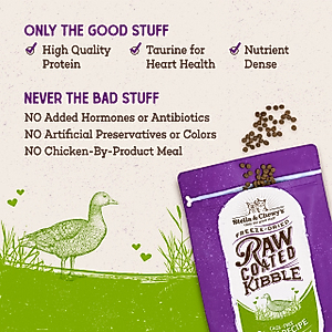 Stella & Chewy's Raw Coated Premium Kibble Cat Food – Grain Free, Protein Rich Meals – Cage-Free Duck Recipe – 5 lb. Bag