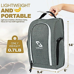 Golkcurx Golf Shoe Bag for Travel Zippered Sport Shoe Carrier Bags with Side Accessory Pockets for Socks, Tees, Golf Balls（Grey）