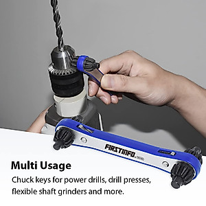 FIRSTINFO H5164 4-in-1Drill Chuck Key Ratchet Wrench- 1/4” Chuck with 6mm, 3/8” Chuck with 5.5mm, 1/2” Chuck with 5.8mm, 1/2” Chuck with 7mm -H5164