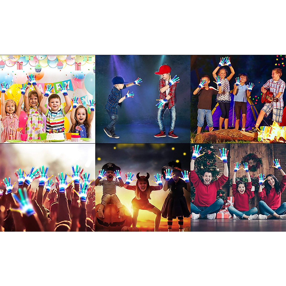 GLEDLOVES LED Gloves,LED Gloves for Kids Teen and Adults Gifts,LED Finger Gloves,Finger Light Gloves,The Toys for 9-12 Year Old Boys Girls,Light Up Gloves Have 5Color/6Mode,in Halloween Chrismas Party