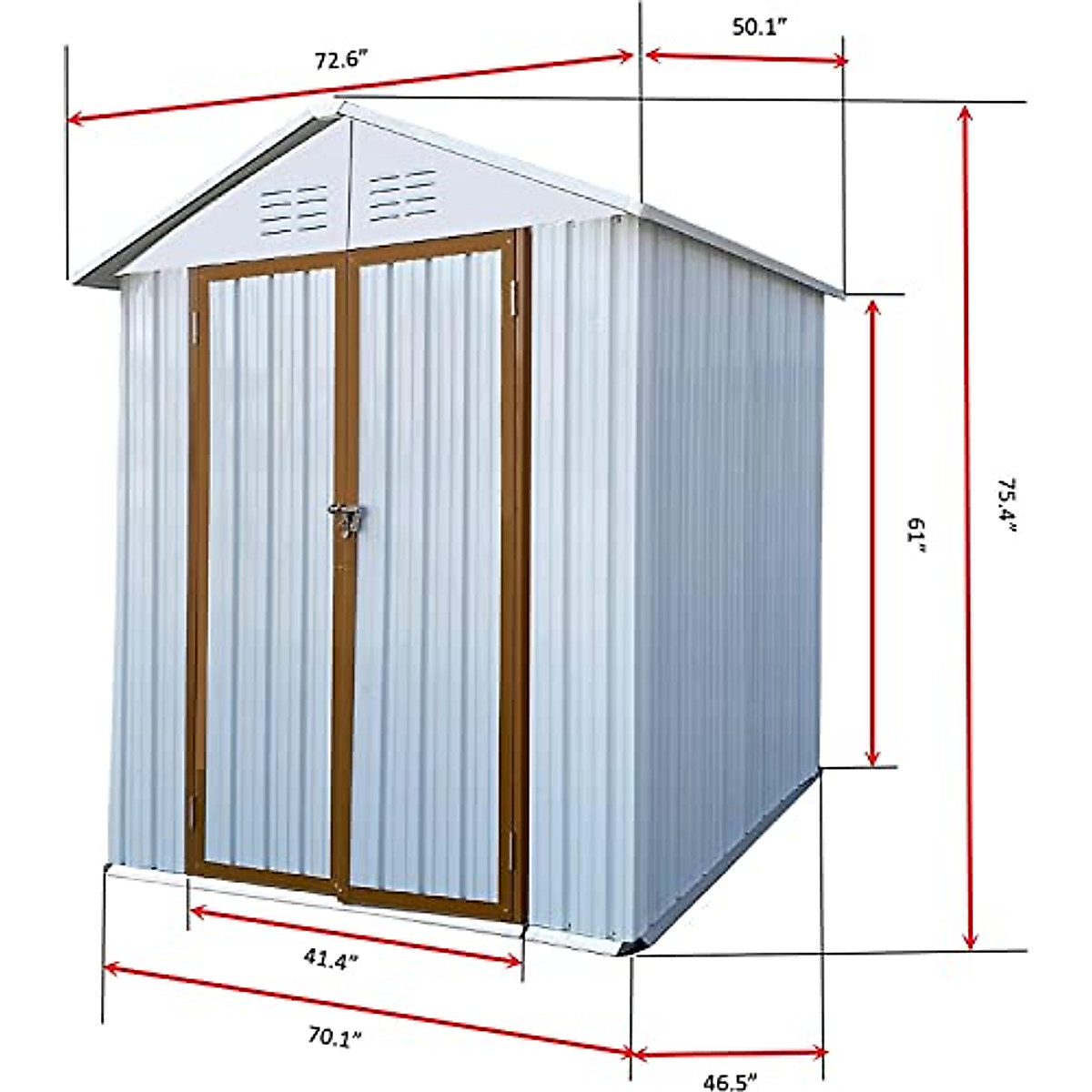EMKK 4FTx6FT Storage Sheds Outdoor, Utility Steel Tool Sheds for Garden Backyard Lawn, Large Patio House Building with Lockable Door