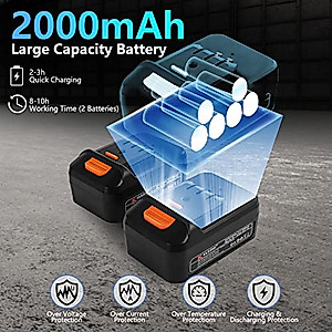 K KLEZHI Cordless Electric Pruning Shears with Colorful LED Dispaly,Cut capacity of 32mm / 1.26inches, 2 x 2 Ah Lithium Rechargeable Battery 8-10 Working Hours Blue