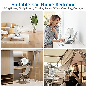 ALLXNOX Oscillating Desk Fan 7200mAh Battery Powered & USB Rechargeable Small Personal Fan Quiet Table Fan Portable Fan 4 Speed with LED Display for Home Office Bedroom Outdoor Travel Camping
