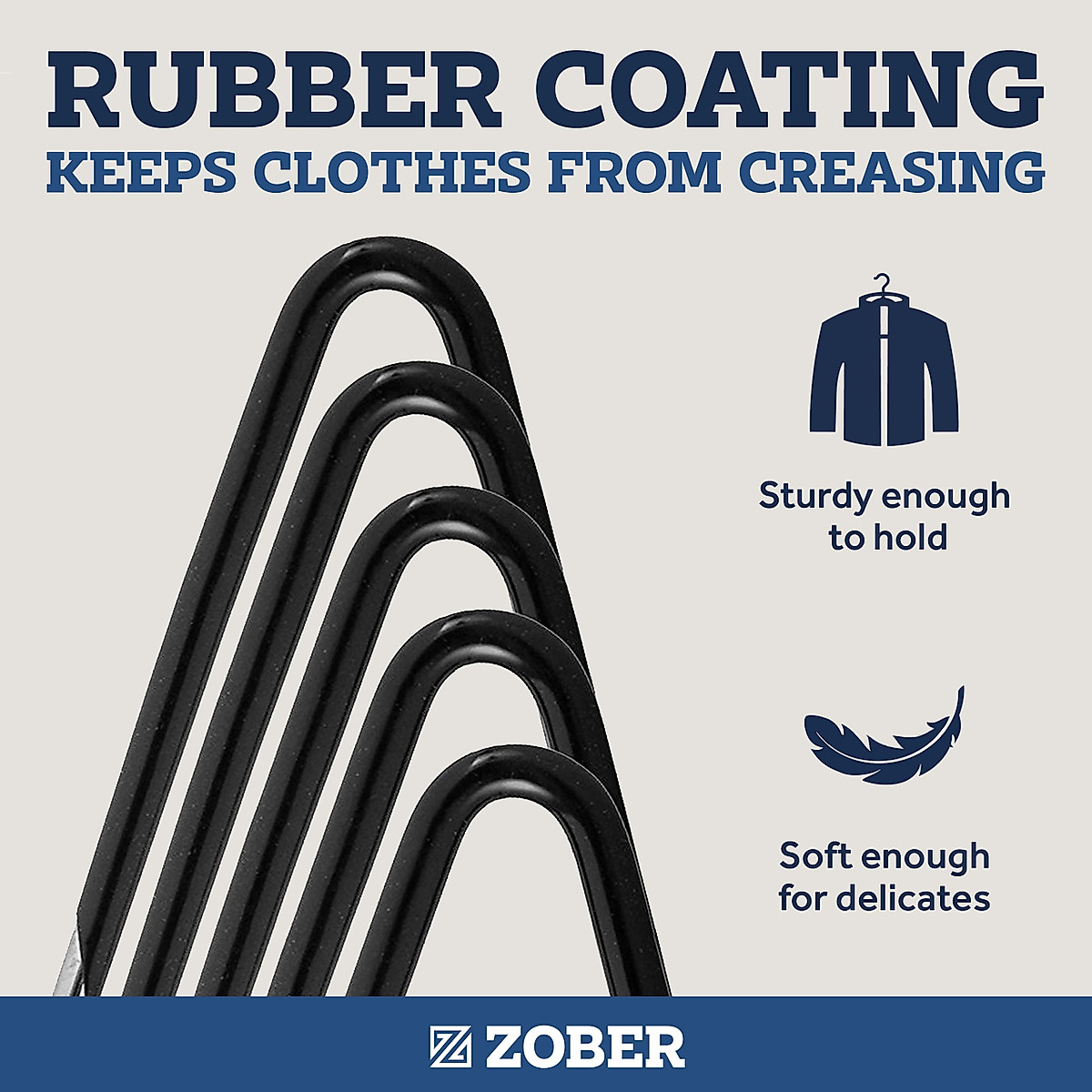 ZOBER Slack/Trousers Pants Hangers - 20 Pack - Strong and Durable Anti-Rust Chrome Metal Hangers, Non Slip Rubber Coating, Slim & Space Saving, Open Ended Design for Easy-Slide Pant, Jeans, Slacks Etc