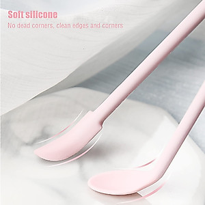 Small Silicone Spatulas - Makeup reusable beauty spatula - Mini rubber tiny nonstick cookware for cosmetics, spoonula,Jar bottles,food scraper, milk, coffee, Home kitchen cooking utensils set - 6 Pack