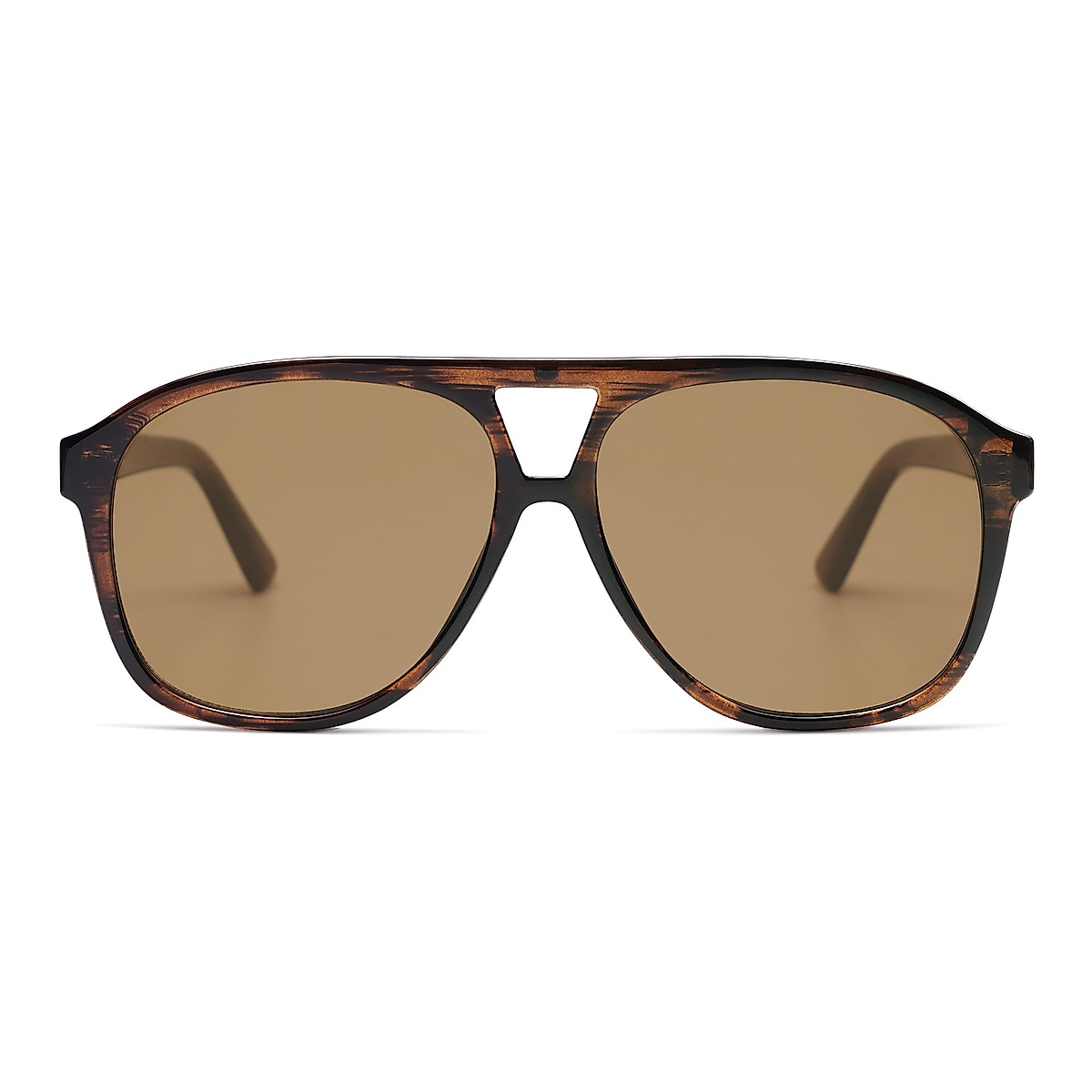 SOJOS Retro Large Aviator Sunglasses for Women Men Classic UV400 Oversized Aviators SJ2315, Wood Pattern/Brown