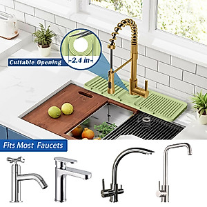 Shunuac Kitchen Sink Splash Guard,5° Slope 18 Inch Kitchen Faucet Mat Drip Catcher Tray, Silicone Draining Mat for Kitchen Sink Faucet Bathroom Sink Accessories Gray/Green