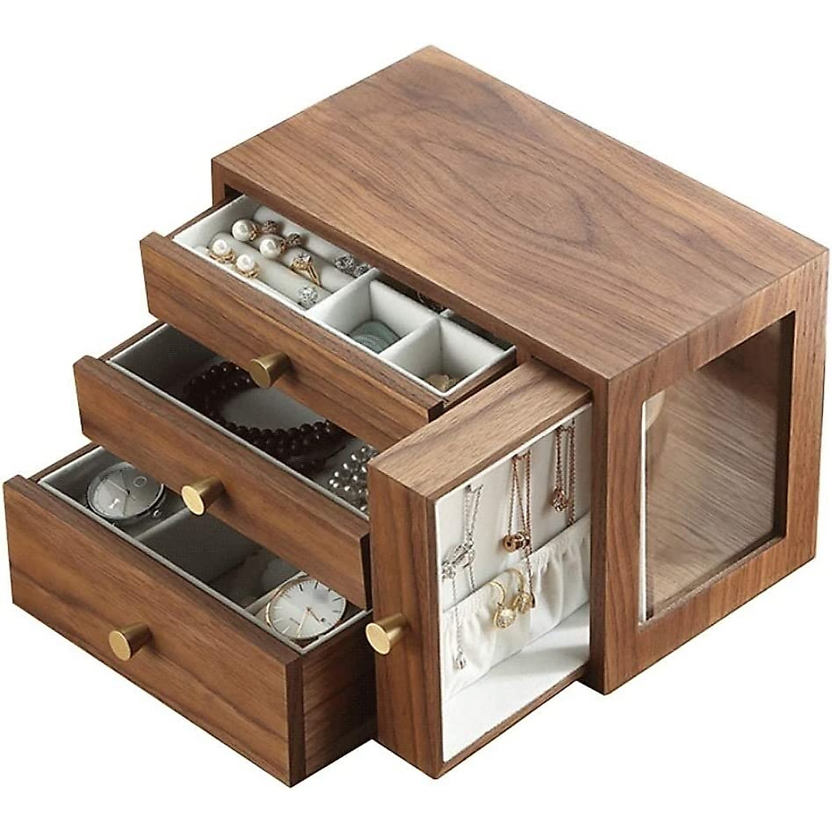 Yalych Box Wooden Jewelry Box for Women Girls 2 in 1 Huge Jewelry Case Jewelry Storage Box Jewelry Boxes Gift (Size : B) Jewelry Organizer ( Size : Grey )