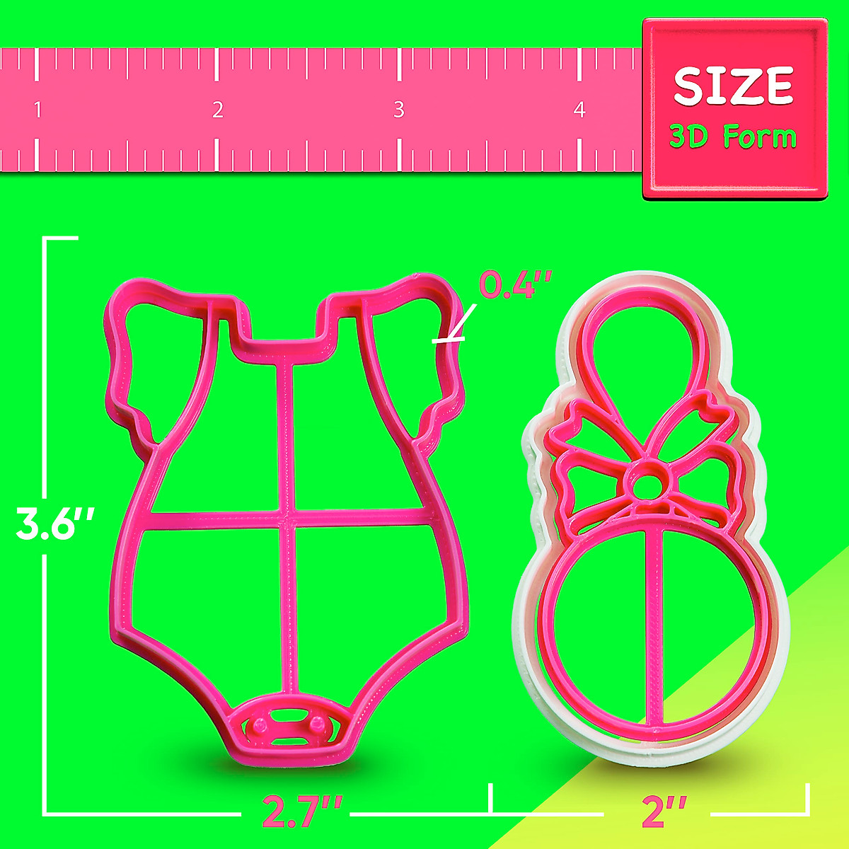 Cookie Cutter by 3DForme, Set Onesies & Rattle Cake Fondant Frame Mold for Buscuit