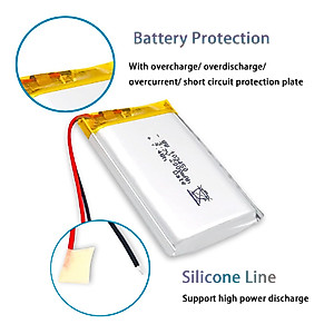 FREEDOH Lithium Polymer Battery 3.7V 2000mAh Rechargeable Lithium Battery 103450 Li-Polymer Ion Backup Battery with Protection Board (2pcs)