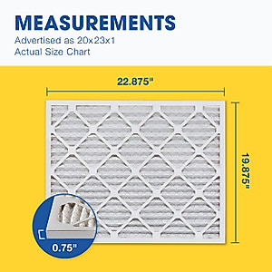 Aerostar 20x23x1 MERV 13 Pleated Air Filter, AC Furnace Air Filter, 6 Pack (Actual Dimensions: 19 7/8" x 22 7/8" x 3/4")