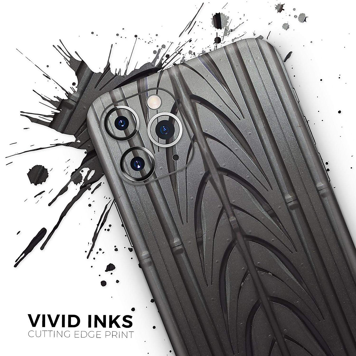 Design Skinz Shiny Black Tire Tread - DesignSkinz Protective Vinyl Decal Wrap Skin Cover Compatible with The Apple iPhone Xs (Full-Body, Screen Trim & Back Glass Skin)