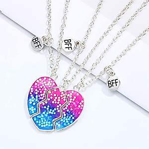 3Pcs Cute Half Broken Heart Koala Panda Engraved BFF Pendant Necklace for Best Friend Women Girl Men Boy Lovely Love Heart Animal Necklace Friendship Jewelry Birthday Gift-C heart