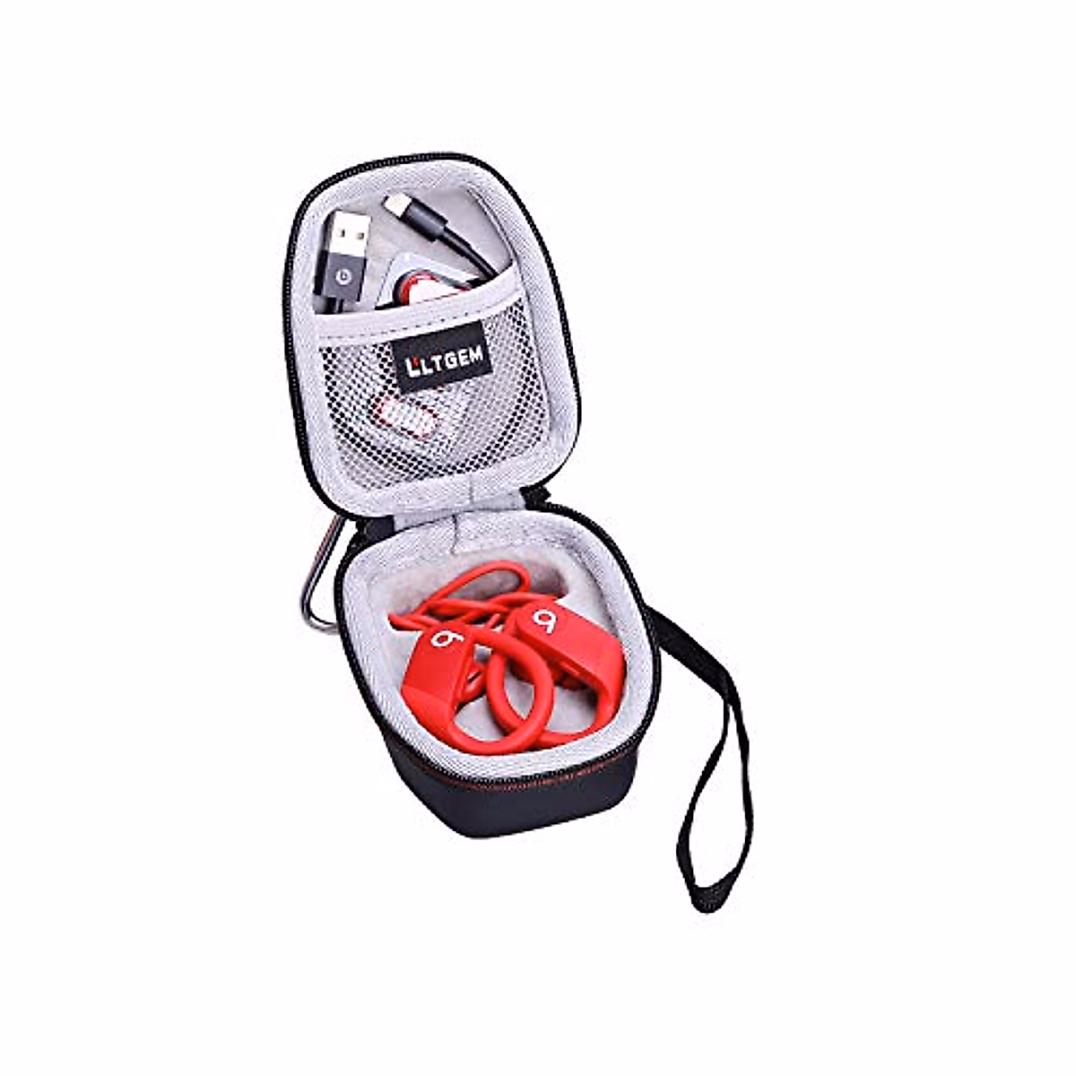 LTGEM Hard Case for Beats by Dre Powerbeats High-Performance/Powerbeats 3 / BeatsX/Beats Flex Wireless Earphones - Travel Protective Carrying Storage Bag with Carabiner-Black (Sale Case Only)